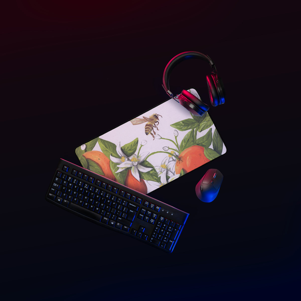 Pure Delight Desk mat - Orange Desk Mat - Orange Art - Bee Art - Offic ...